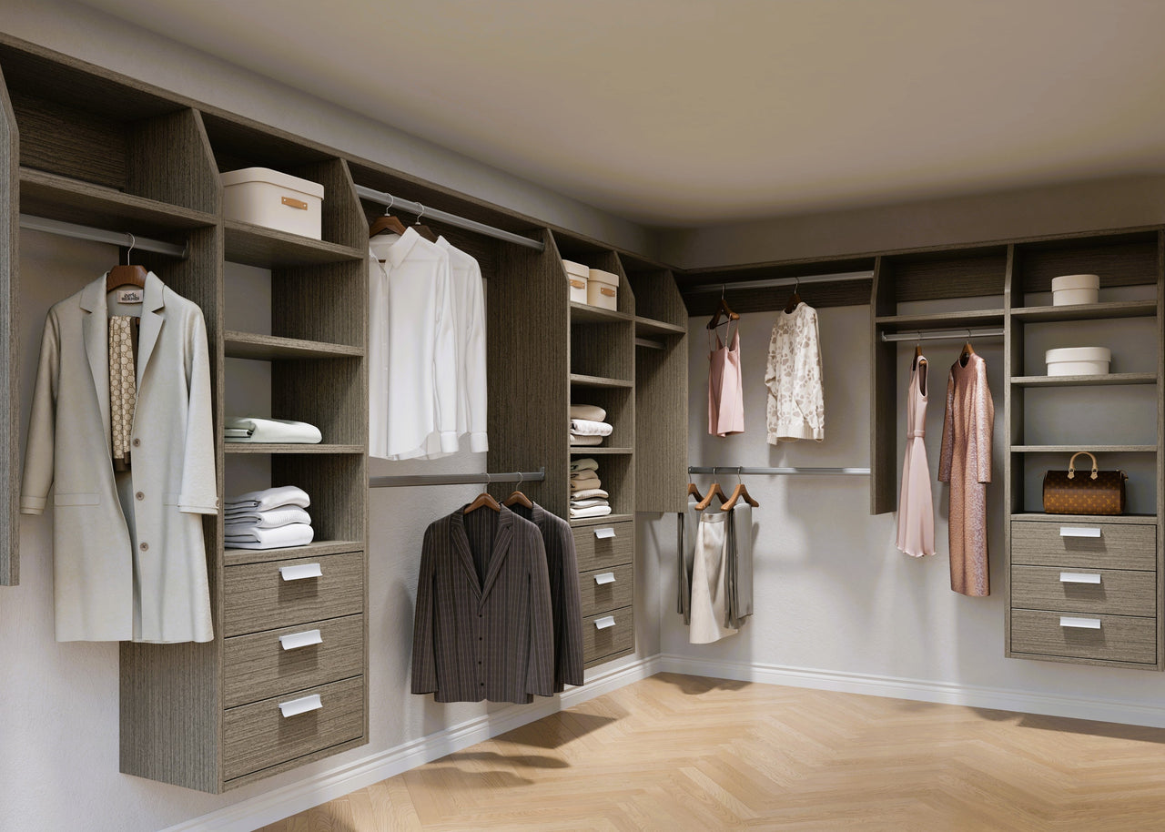 I-Robe walk in wardrobe "L" shape - Simply Wardrobes