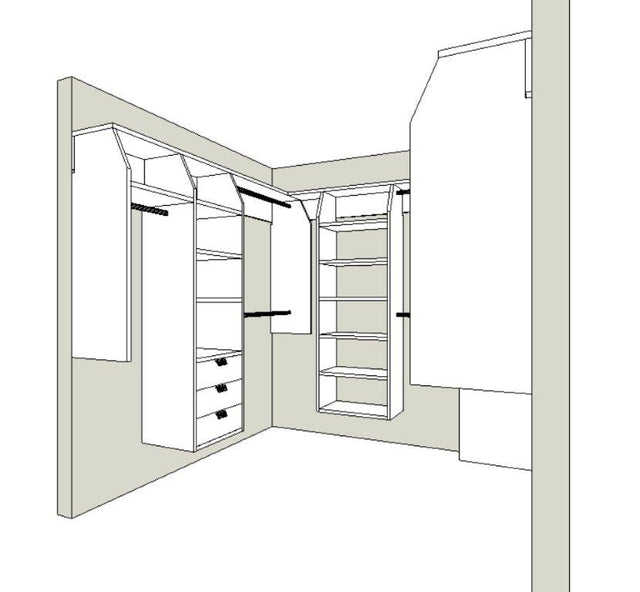 i-Robe walk in wardrobe "U" shape - Simply Wardrobes